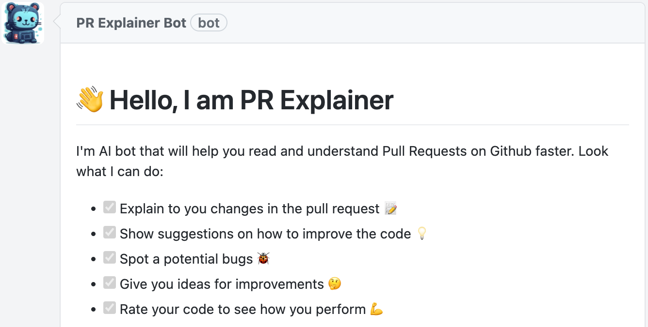 PR Explainer Bot — your new AI helper in Github PR Explainer Bot — your new AI helper in Github